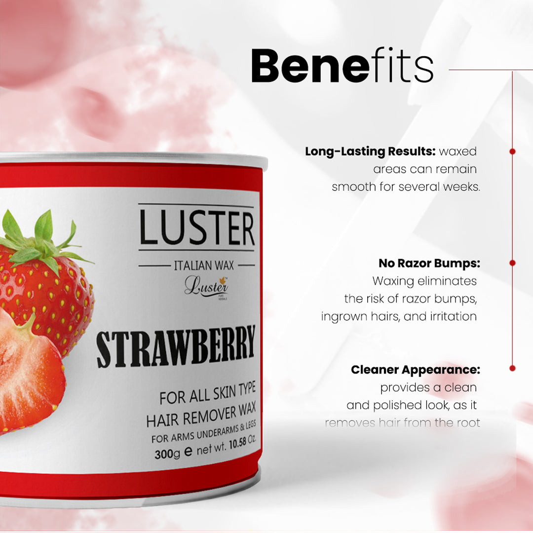 Luster Strawberry Hair Removal Hot Wax - 300ml – Luster Cosmetics