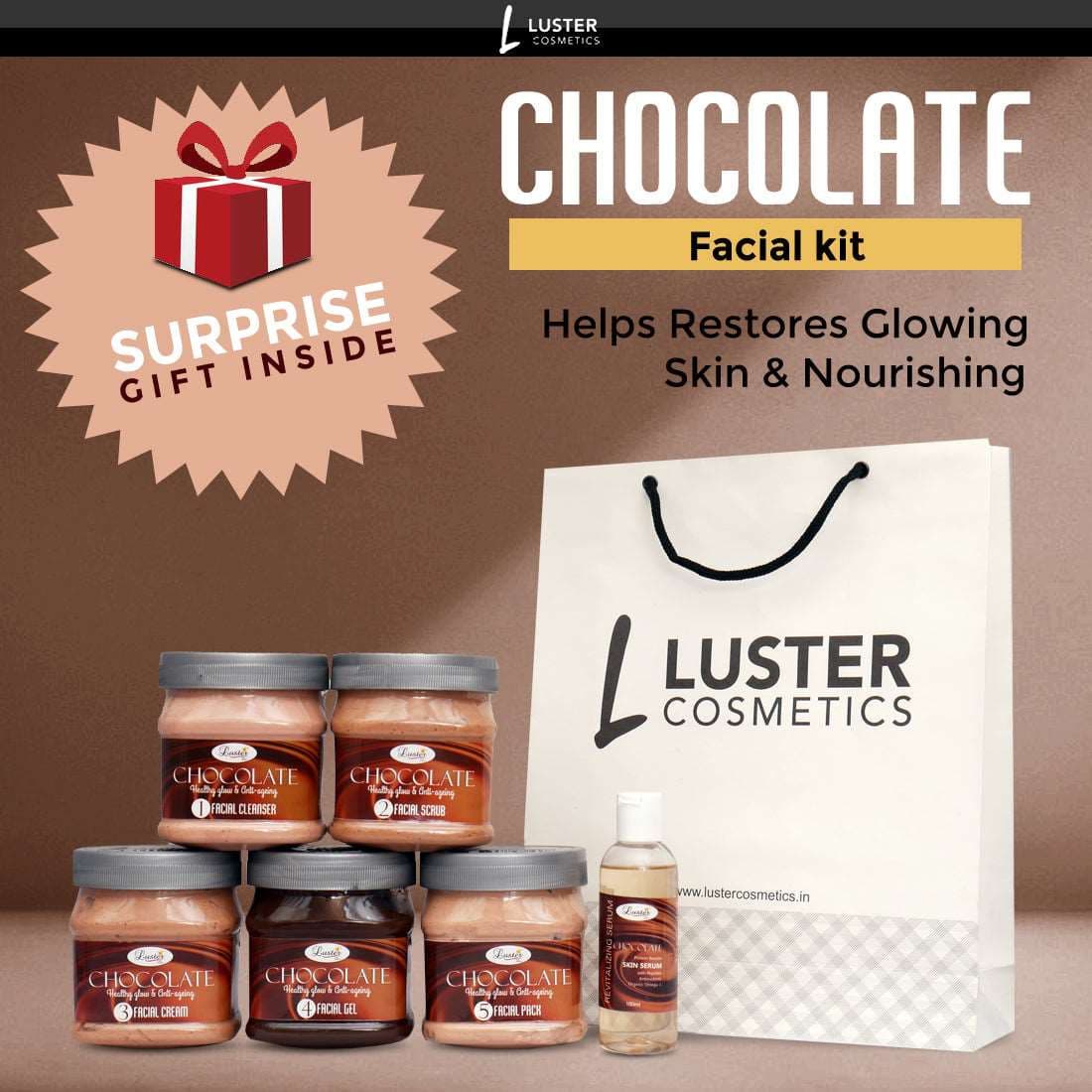 Luster Chocolate Skin Nourishing Facial Kit Salon Eco Pack (2600 ml ...